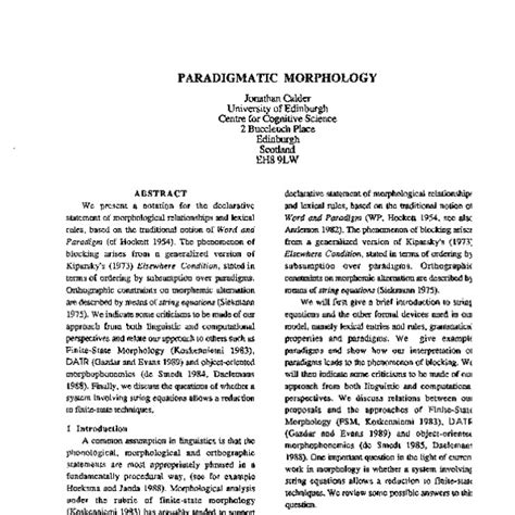 Paradigmatic Morphology Acl Anthology