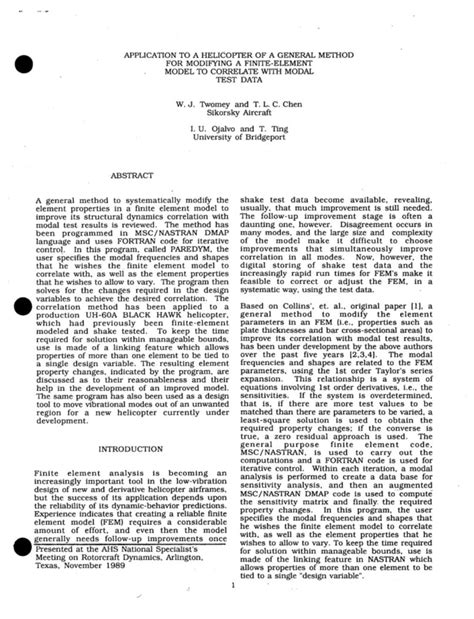 Application To A Helicopter Of A General Method For Modifying A Finite