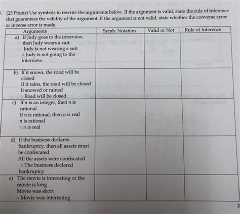 solved 25 points use symbols to rewrite the arguments