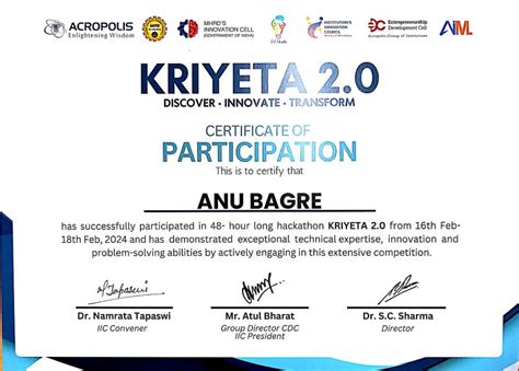 Anu Bagre On Linkedin Kriyeta Hackathon Innovation Youthempowerment Technology