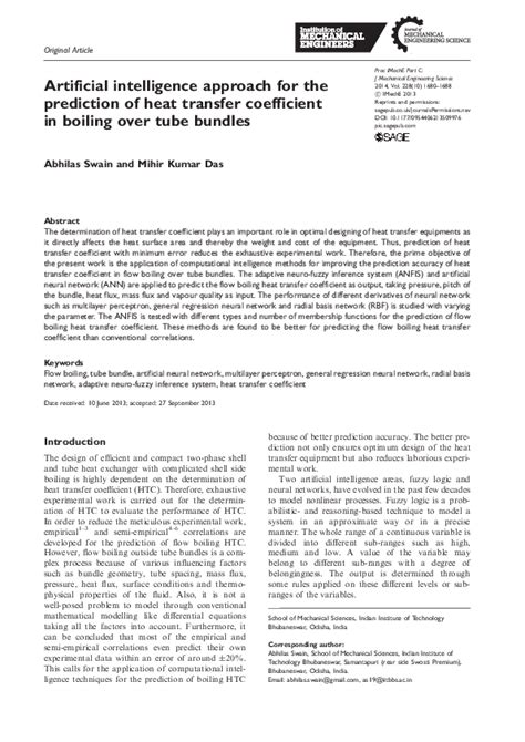Pdf Artificial Intelligence Approach For The Prediction Of Heat Transfer Coefficient In