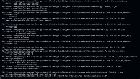 Could Not Connect To The Endpoint Url Localhost4566llama App Backend Local · Issue