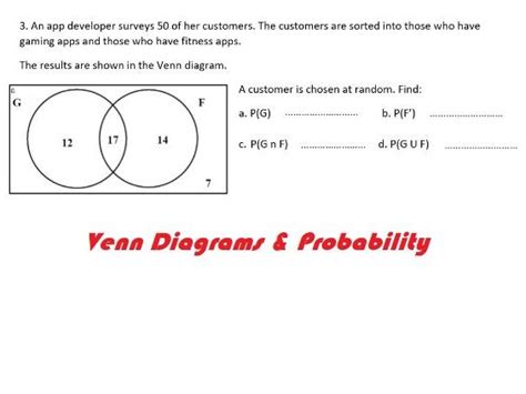 Probability And Venn Diagram Worded Questions Worksheet With Answers