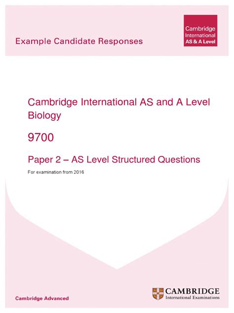 Cambridge International As And A Level Biology 9700 Paper 2 As Level