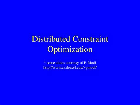 Ppt Distributed Constraint Optimization Algorithms And Future Directions Powerpoint