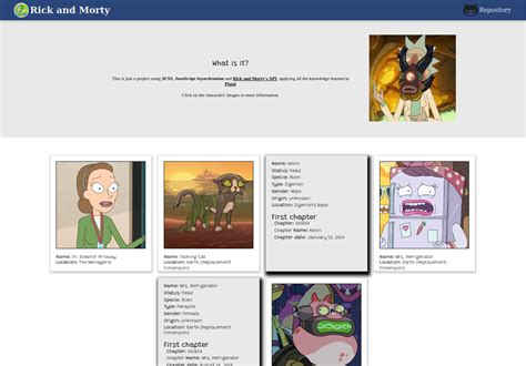 GitHub Leonelmoyanoo RickAndMortyAPI Project Using SASS JavaScript Asynchronism And Rick And