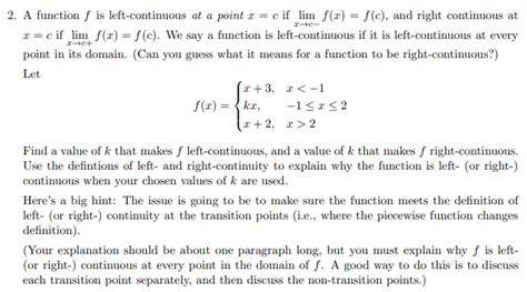 Solved A Function F Is Left Continuous At A Point X C Chegg