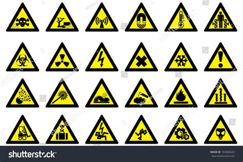 Set Triangular Warning Hazard Signs Stock Vector Royalty Free Shutterstock