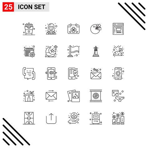Stock Vector Icon Pack Of 25 Line Signs And Symbols For Diagram Chart Worker Pie Leaf Editable