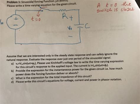 Solved Problem 1 Sinusoidal Forcing Function 20 Points Chegg Com