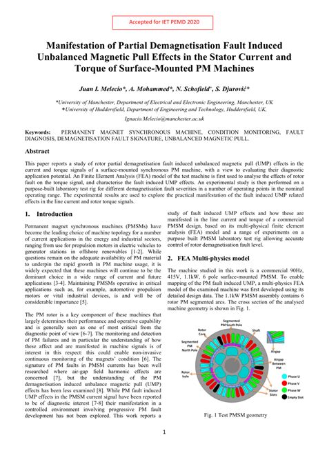 Pdf Manifestation Of Partial Demagnetisation Fault Induced Unbalanced