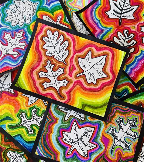 Leaves With Radiating Lines Fall Art Projects Fall Leaf Art Projects
