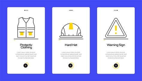 아이콘이 있는 모바일 앱 페이지 화면을 켜는 작업 안전 개념 Ux Ui 디자인 템플릿 벡터 일러스트레이션 건강관리와 의술에 대한 스톡 벡터 아트 및 기타 이미지 Istock
