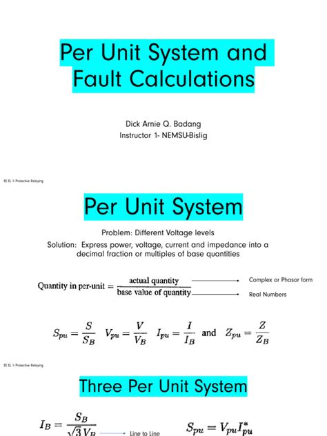 Per Unit System And Fault Calculations Pdf