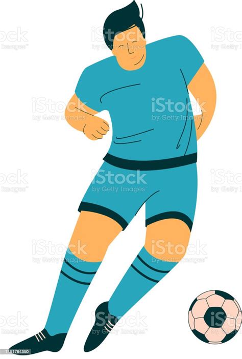공을 가진 남자 축구 선수 스포츠 유니폼 벡터 일러스트 레이 션의 축구 선수 문자 축구 선수에 대한 스톡 벡터 아트 및 기타 이미지 축구 선수 경쟁 골인 Istock