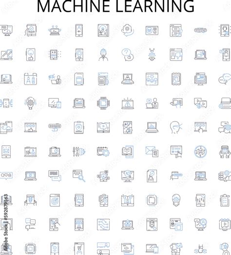 Machine Learning Outline Icons Collection Machine Learning Ai Neural Networks Algorithm