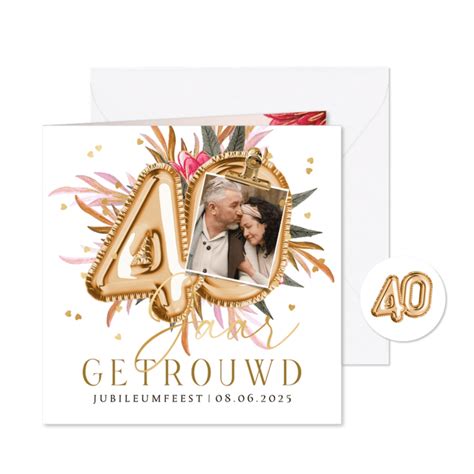 Stijlvolle Uitnodiging 40 Jaar Getrouwd Kaartje2go
