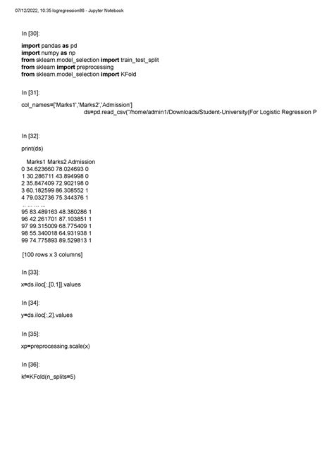 Logistic Regression Nt Is Logregression Jupyter Notebook In