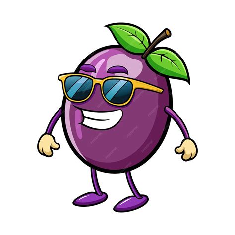 Cute Plum Cartoon Character Clipart Vector Fun And Playful Design