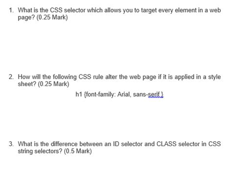 Solved What Is The CSS Selector Which Allows You To Chegg Com