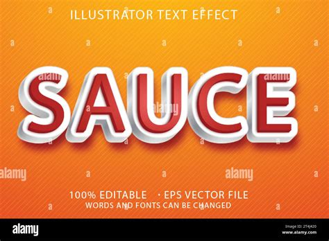 Sauce 3d Editable Text Effect Royalty Free Vector Image Stock Vector