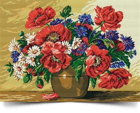 Полевые цветы Роза вышивка крестом Цветы украшения Цветы