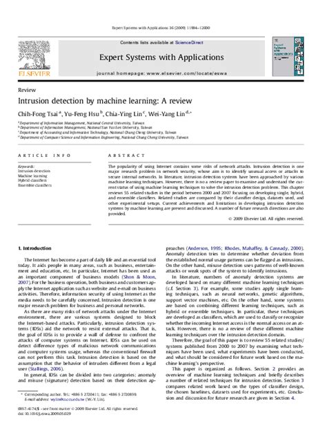 Pdf Intrusion Detection By Machine Learning A Review