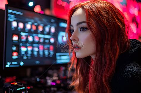 E스포츠 생방송의 여성 방송인 사진 무료 다운로드 Lovepik