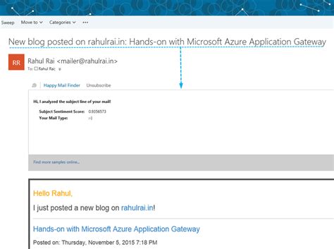 analyzing sentiment of your emails with azure text analytics service