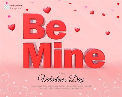 Premium Psd Valentines Day Card Template With 3d Rendering Be Mine