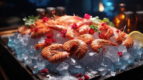 Premium Photo Seafood On Ice Buffet Line In Uhd 8k