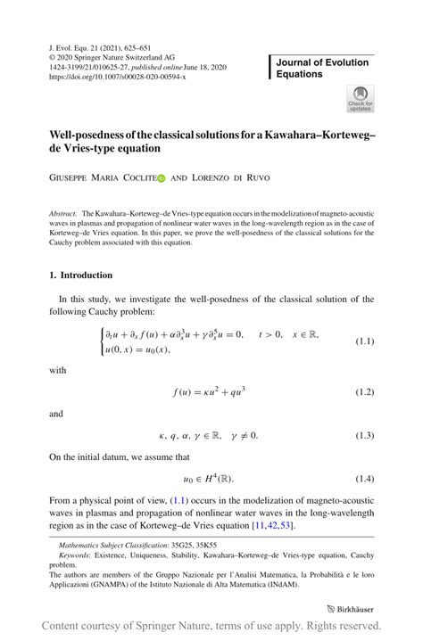 Well Posedness Of The Classical Solutions For A Kawaharakortewegde Vries Type Equation