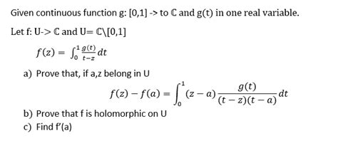 given continuous function g [0 1]− to c and g t in