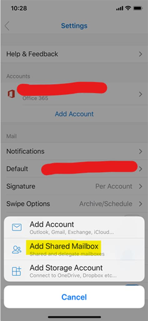 cannot add shared mailbox on outlook mobile app ios 16 0 error
