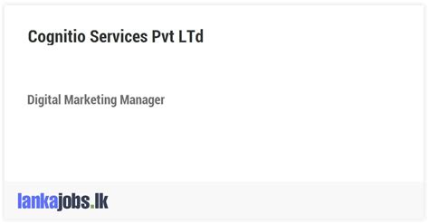 Digital Marketing Manager Cognitio Services Pvt Ltd