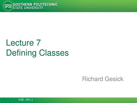 Ppt Lecture 7 Defining Classes Powerpoint Presentation Free Download