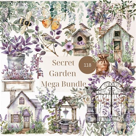 Secret Garden Clipart Mega Bundle Commercial Use Garden Clip Art