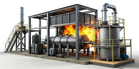Charcoal Pyrolysis Process Digital Render Creative Ai Stock Illustration Illustration Of