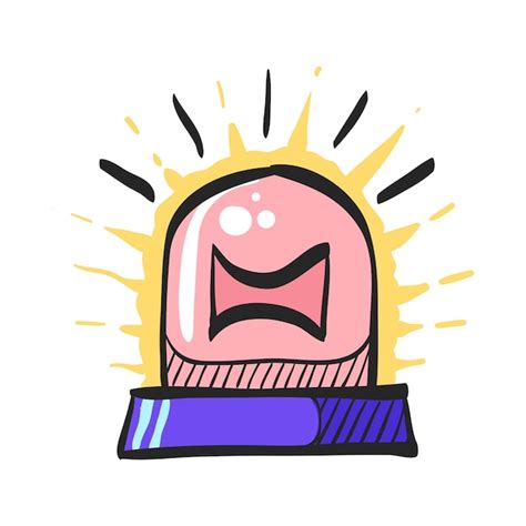 손으로 그린 색 벡터 일러스트 레이 션에 사이렌 아이콘 프리미엄 벡터