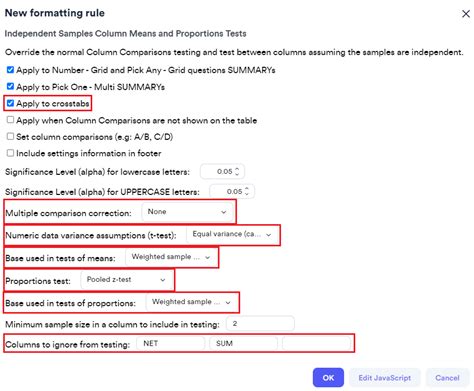 how to replicate spss custom tables significance tests displayr help