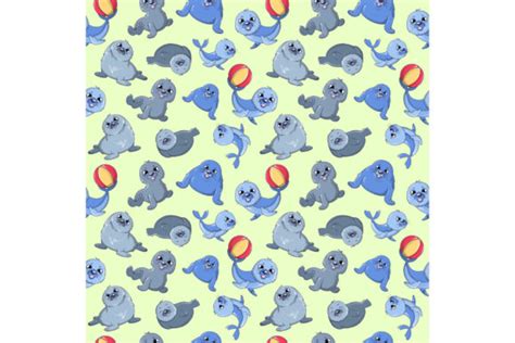Seal Pattern Seamless Cartoon Style Graphic By Ylivdesign · Creative Fabrica Seal Pattern Seamless Cartoon Style Graphic By Ylivdesign · Creative Fabrica