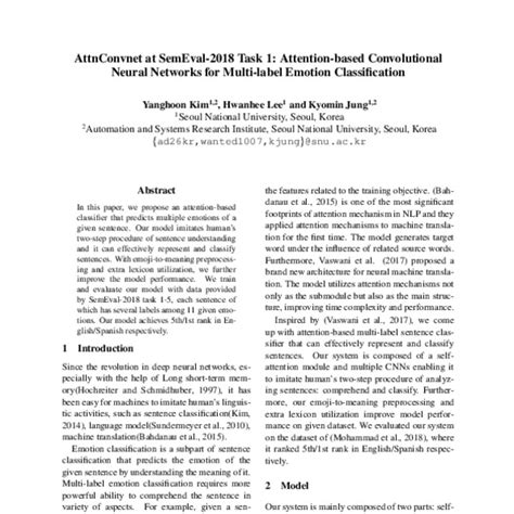 Attnconvnet At Semeval 2018 Task 1 Attention Based Convolutional