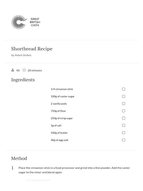Buttery Shortbread Recipe Pdf