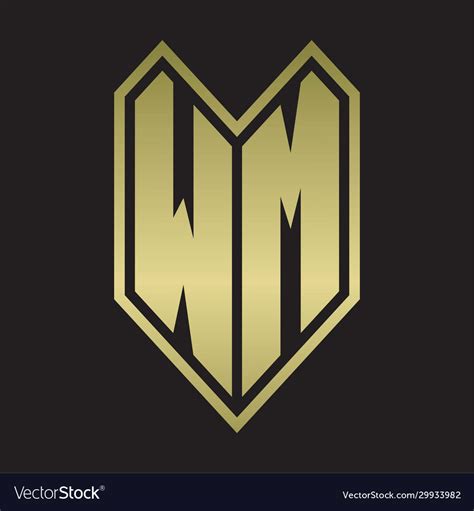 Wm Logo Monogram With Emblem Line Style Isolated Vector Image