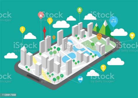 휴대 전화 Gps 탐색 기술 벡터 작품에 여행 지도 3차원 형태에 대한 스톡 벡터 아트 및 기타 이미지 3차원 형태 개념 그래픽 사용자 인터페이스 Istock
