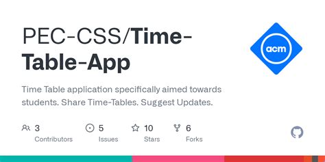 GitHub PEC CSS Time Table App Time Table Application Specifically Aimed Towards Babes