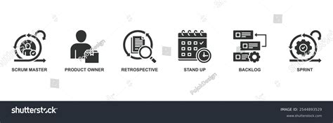 Scrum Banner Web Icon Vector Illustration Stock Vector Royalty Free