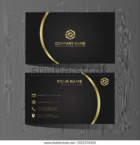고급스럽고 우아한 검은색 금색 명함 서식 스톡 벡터로열티 프리 1021376326