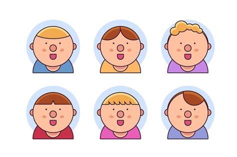 남성 캐릭터 세트 플랫 디자인의 아바타 아이콘 격리됨 벡터 그림 프리미엄 벡터