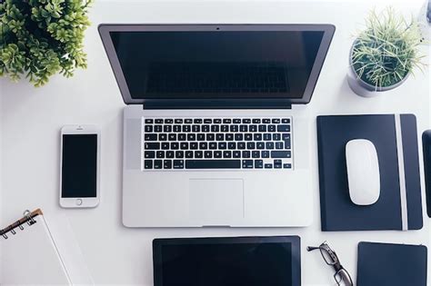 efficient workspace with gadgets premium ai generated image